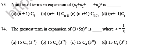 JEE Mathematics Binomial Theorem MCQs Set A, Multiple Choice Questions